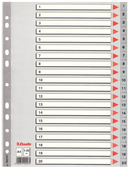 Esselte Register Zahlen, Plastik - Register und Trennblätter | ESSELTE Esselte Register Zahlen, Plastik - Register und Trennblätter | ESSELTE