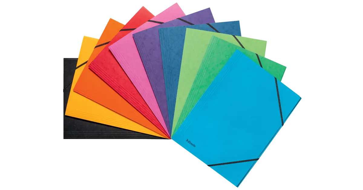 Esselte 3 Flap Folder with Elastic Bands. Mix of colours. Pack of 10 ...