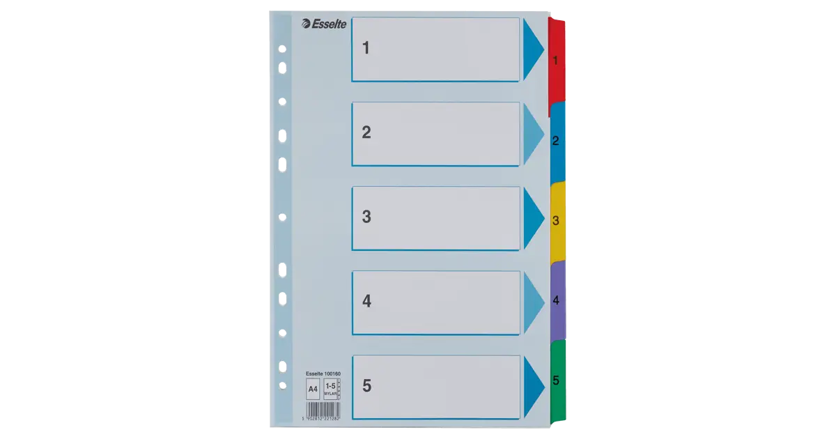 Esselte Index, Cardboard with Mylar reinforced tabs, A4 | ESSELTE
